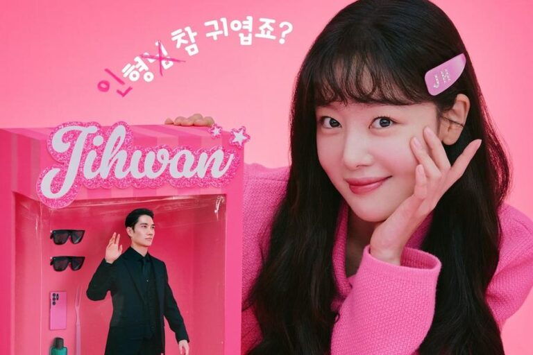 Han Sun Hwa e seu boneco Uhm Tae Goo em cartazes do dorama My Sweet Mobster